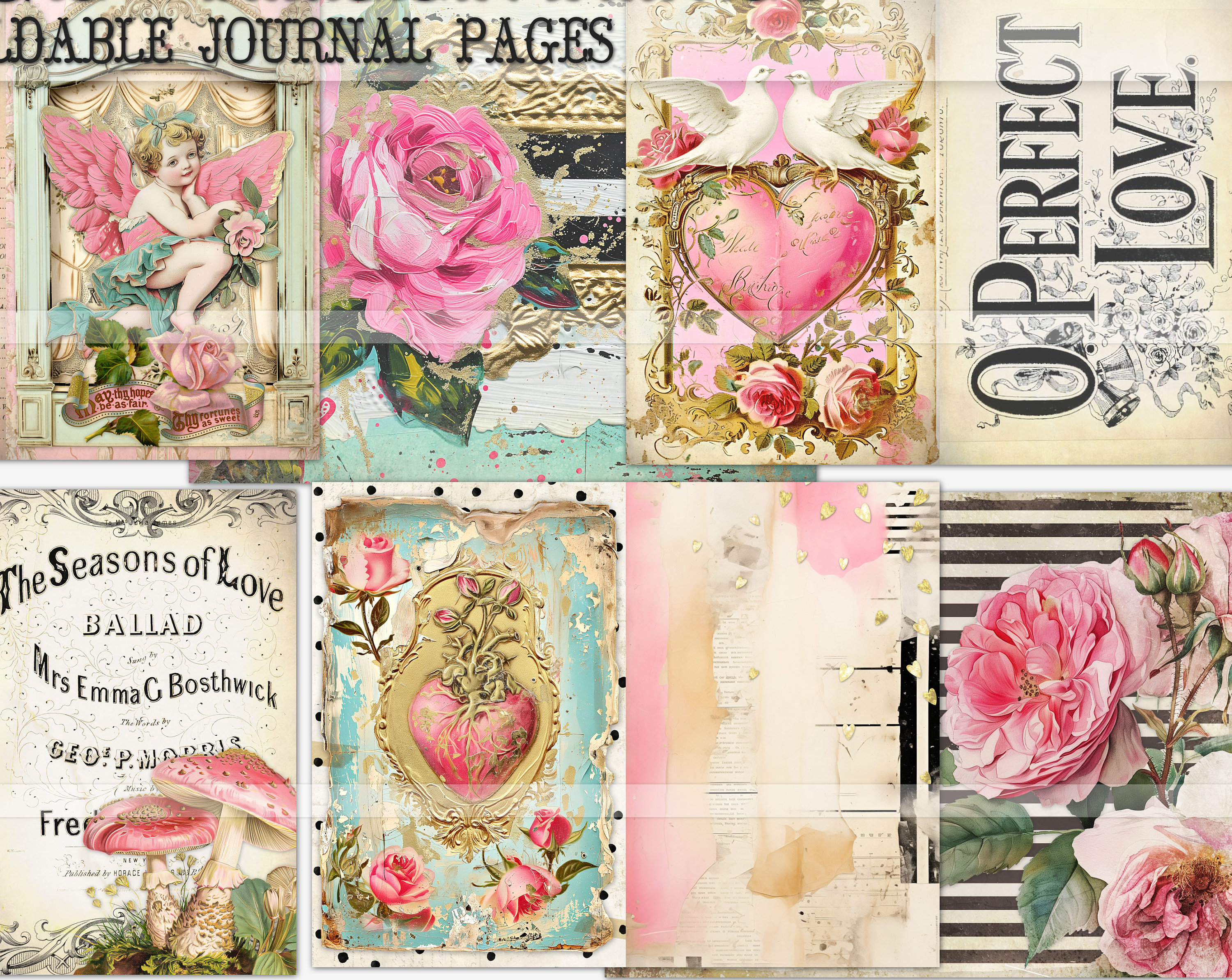Vintage Valentine's Day Junk Journal Kits, Valetnines Junk Journal ...