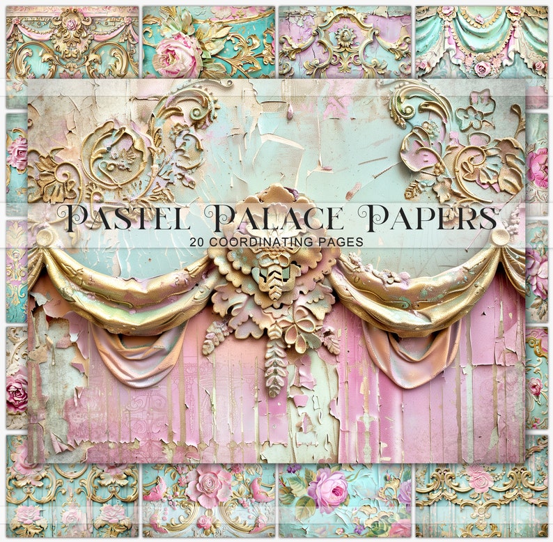 Pastel Palace Printable Paper, Junk Journal Pages, Digital Download ...