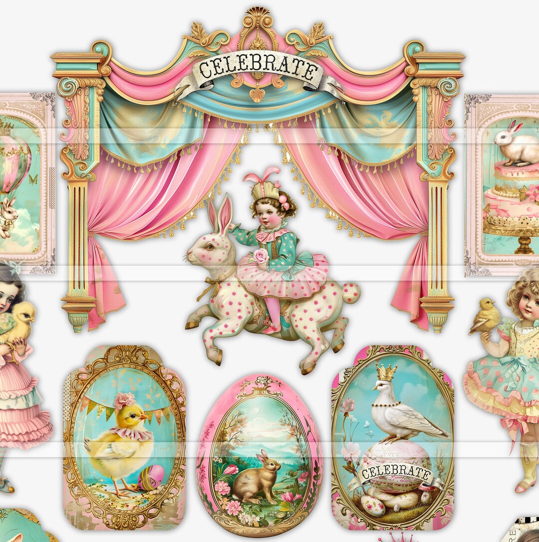 Hippity Hop Easter Crafting Printable Kit, Junk Journal Ephemera ...