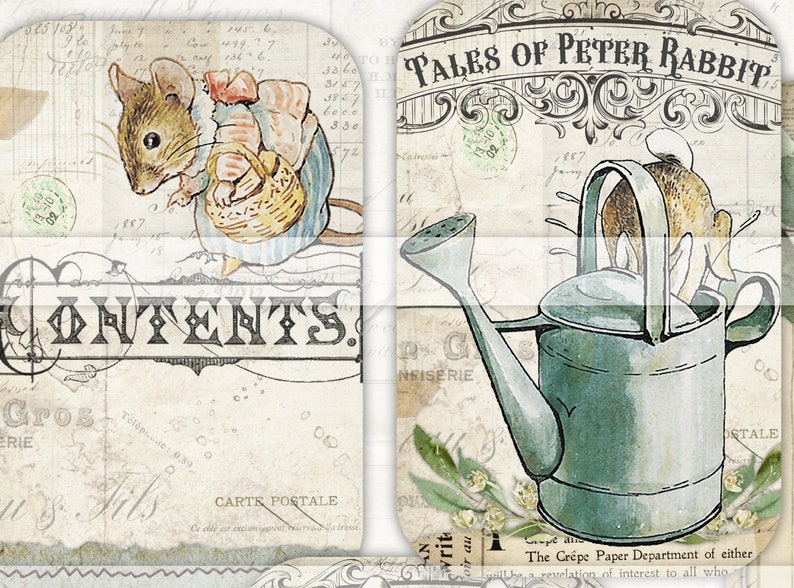 Peter Rabbit Printable Collage Sheet Junk Journal Digital Kit | Etsy