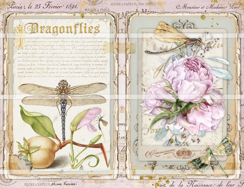 Dragonfly Dreams Junk Journal Kit, Printable Pages, Journaling Supplies ...