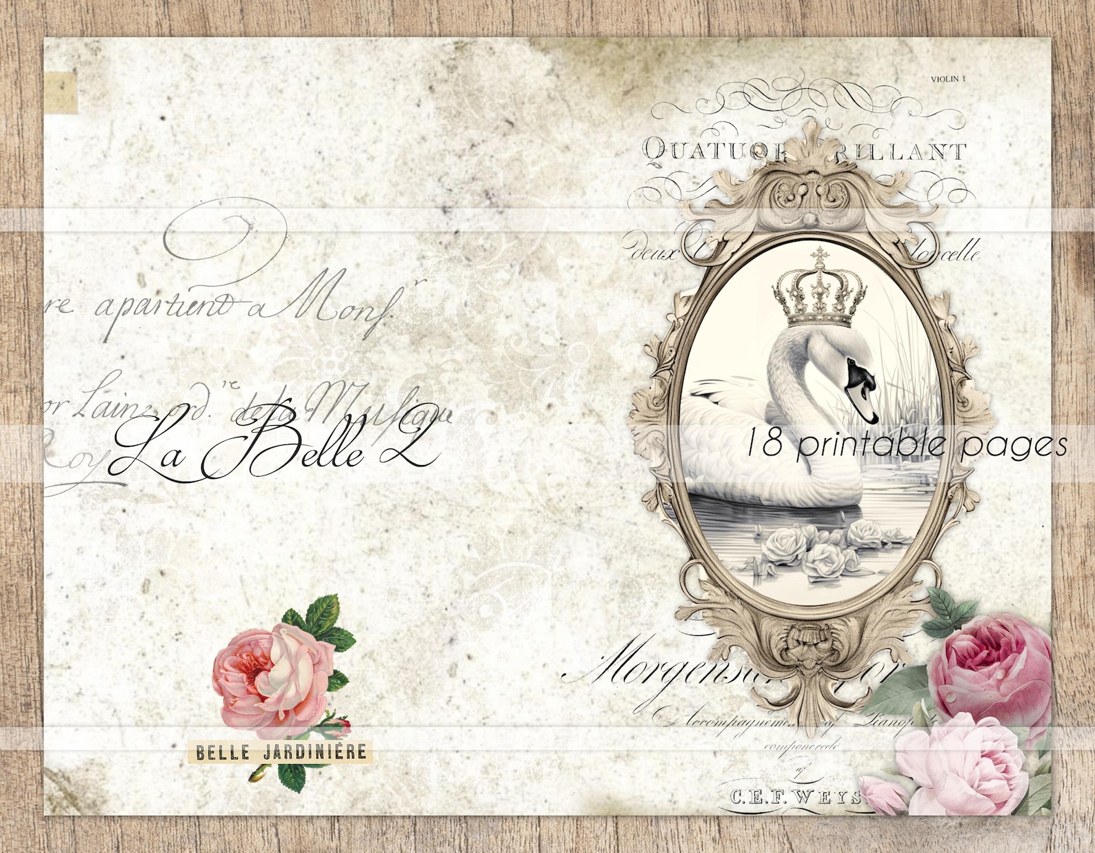 La Belle 2 Junk Journal Kit, Foldable Printable Pages, Vintage Invoices ...