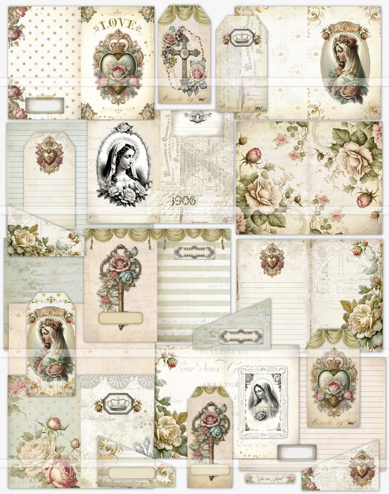 Prayer Junk Journal Kit, Foldable Pages, Catholic Virgin Mary DIGITAL ...