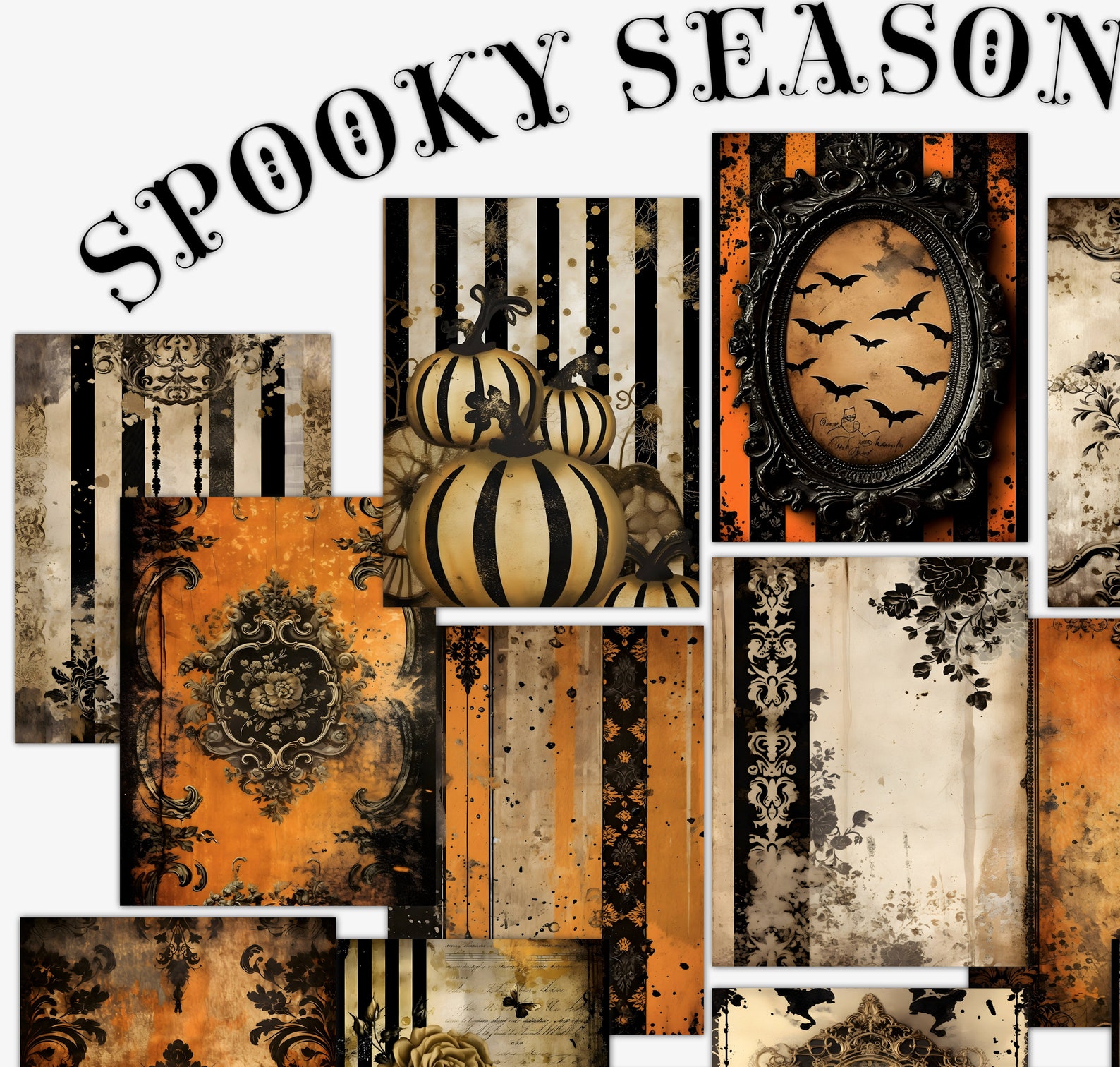 Spooky Season Printable Papers, Junk Journal Kit, Pages, Scrapbooking ...