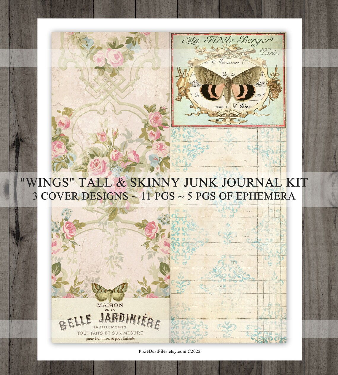 Printable Junk Journal Kit Tall & Slim Pages Vintage - Etsy