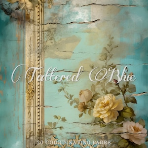 Tattered Blue Junk Journal Kit, Digital Papers, Blue Printable Journal ...