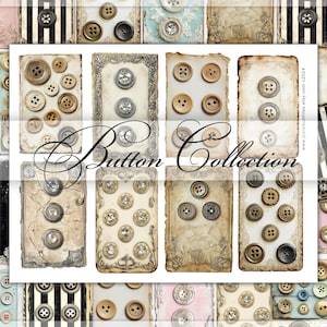 Printable Button Cards, Junk Journal Kit, Journaling Cards, Vintage ...