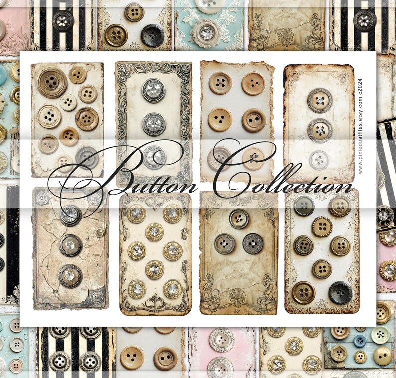 Printable Button Cards, Junk Journal Kit, Journaling Cards, Vintage ...