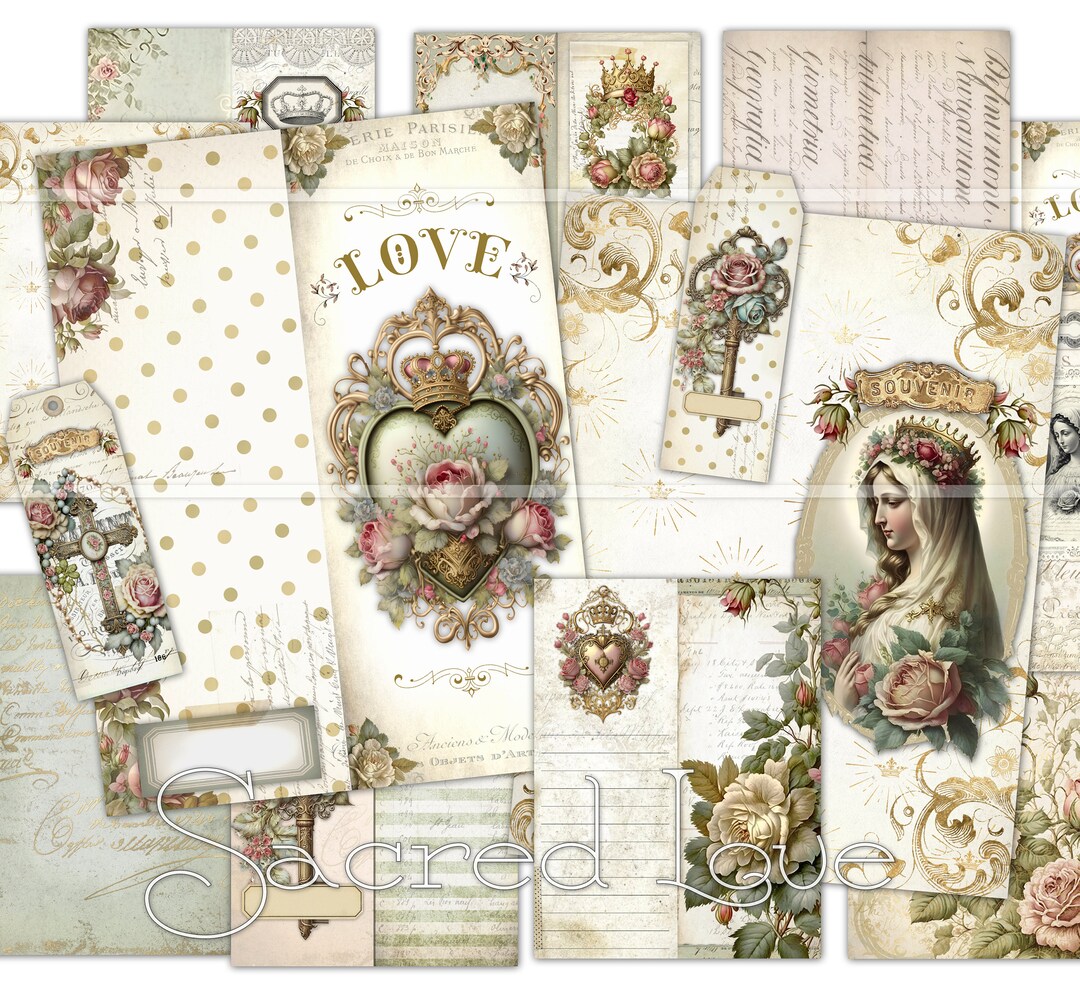 Printable Junk Journal Kit, Catholic Prayer Journal, Sacred Heart of ...