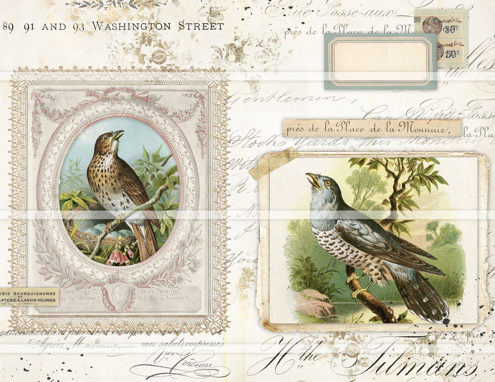 Vintage Birds Junk Journal Pages Printable Papers Journal - Etsy