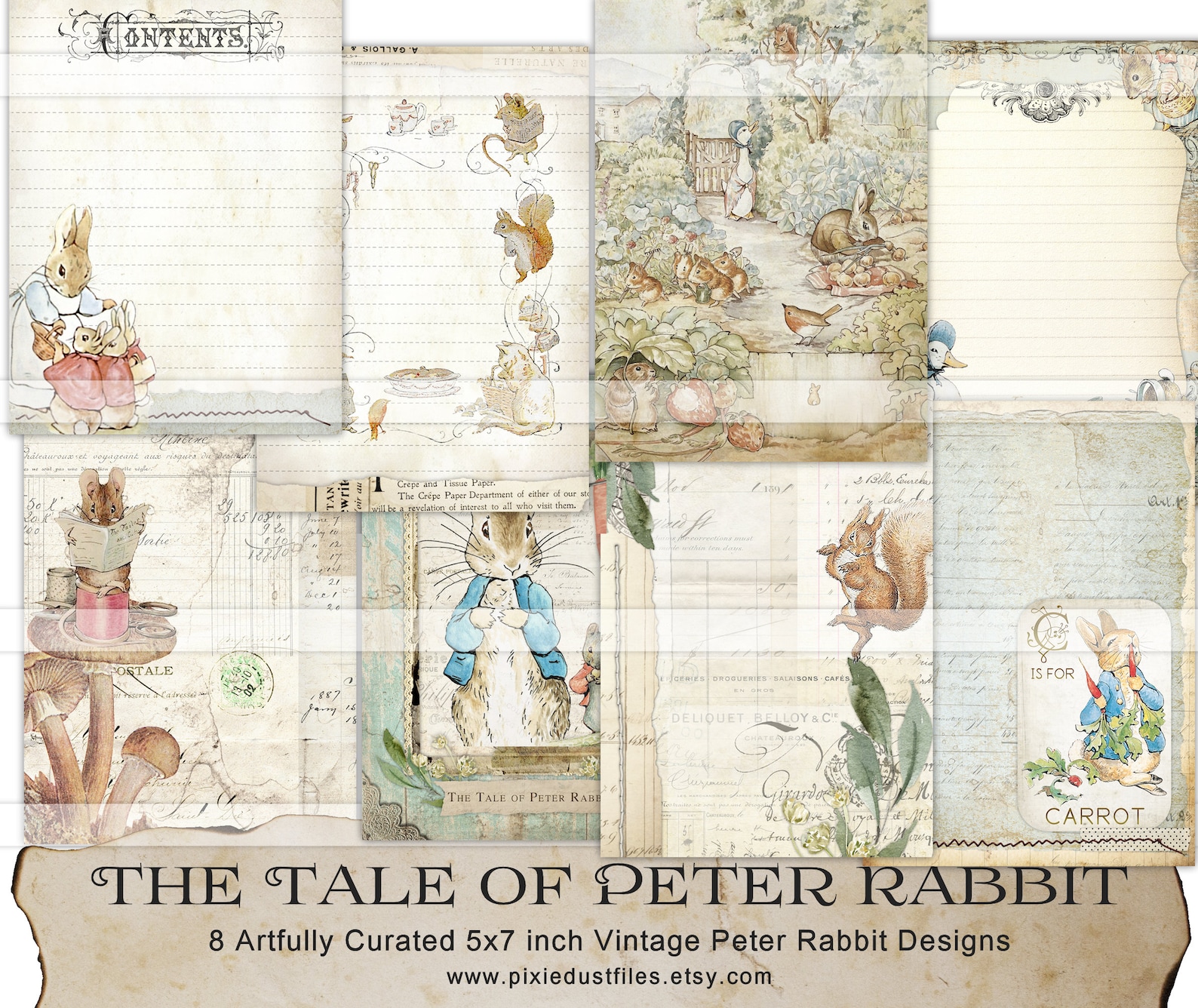 Peter Rabbit Junk Journal Kit Printable Pages Beatrix Potter | Etsy