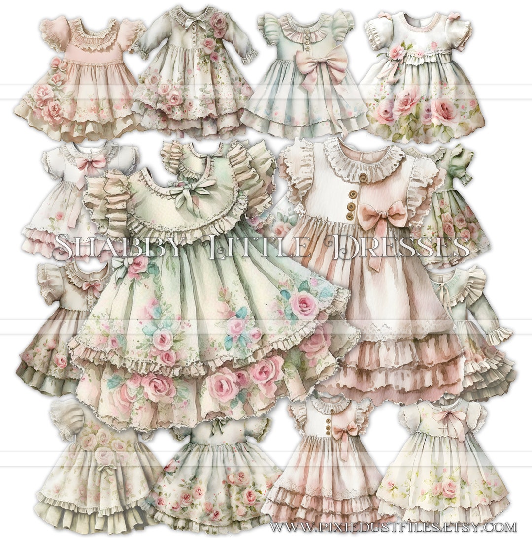 Printable Vintage Baby Dresses, Junk Journal Ephemera, Digital Paper ...