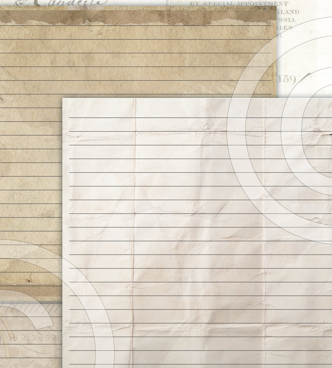 Printable Lined Journal Paper Pages Coffee Dyed Tea Stained - Etsy