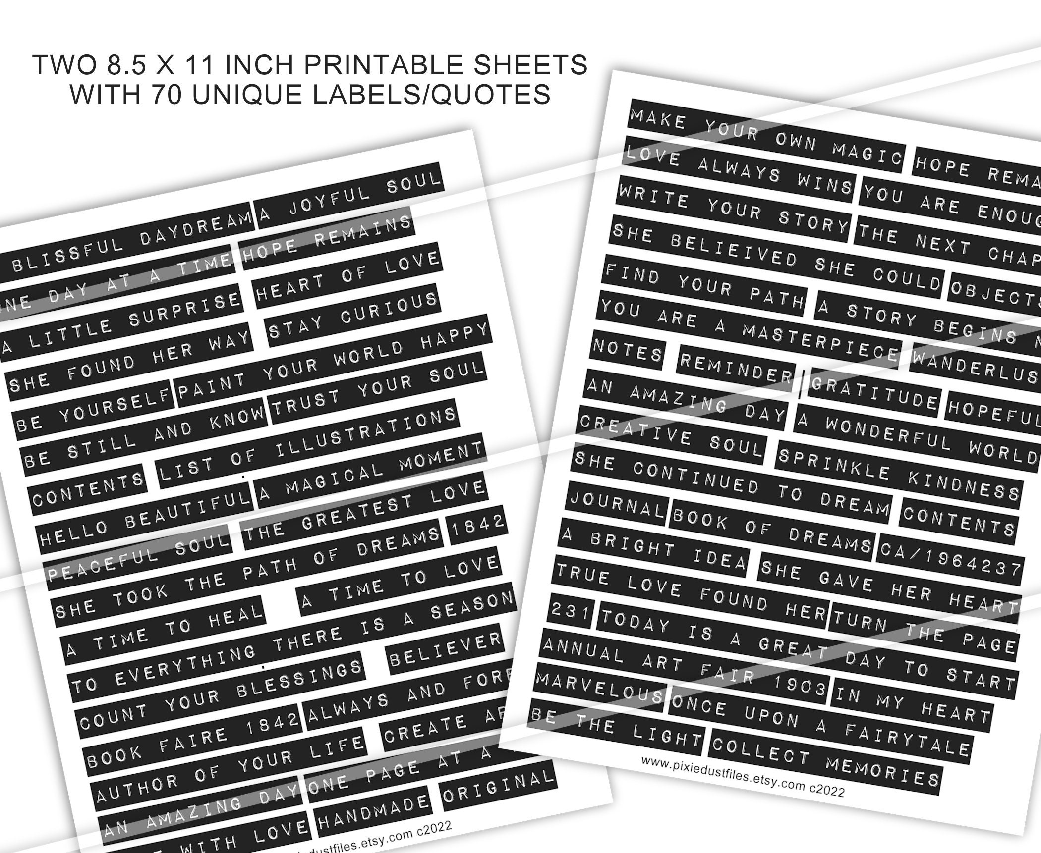 Printable Junk Journal Words, Quotes, Positive Affirmations ...