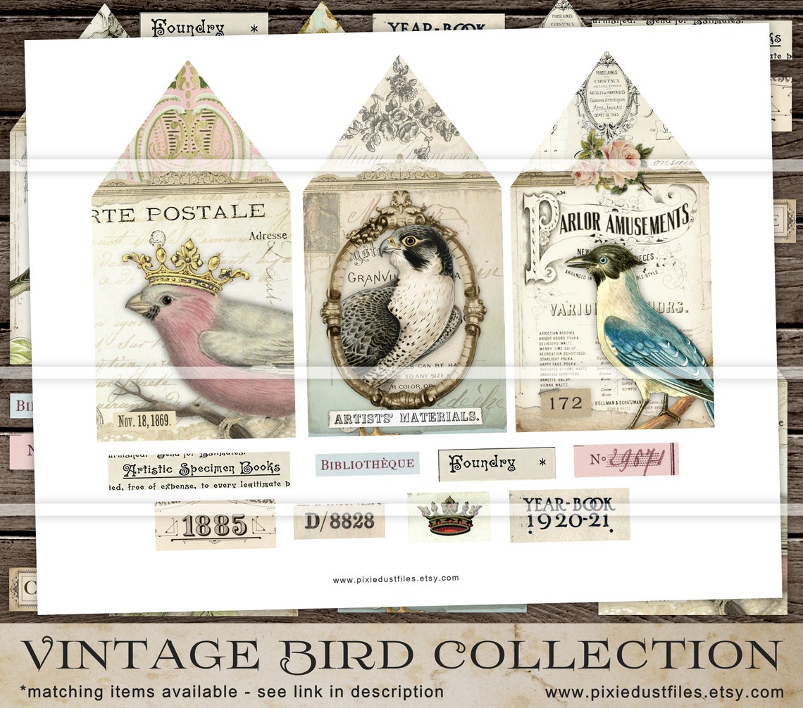 Vintage Birds Junk Journal Printable Collage Sheet Bird - Etsy