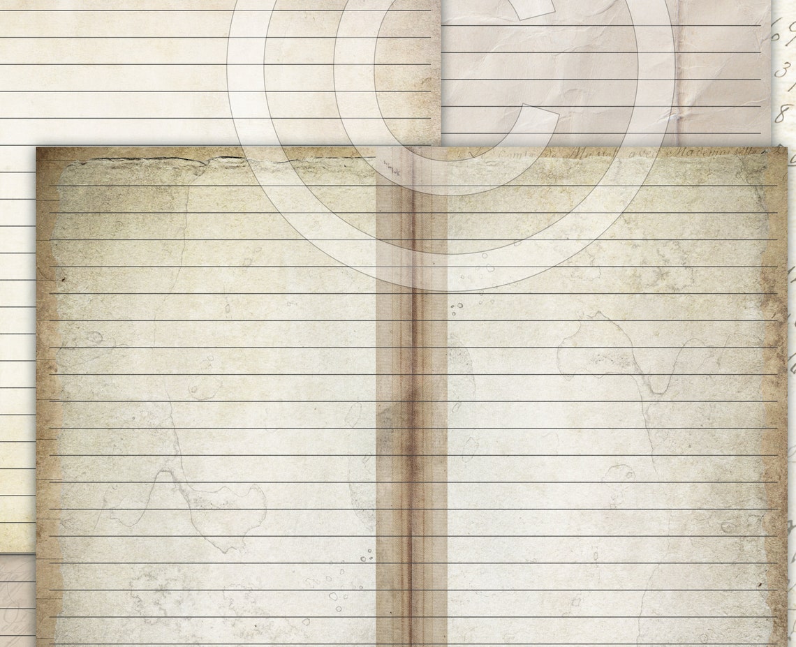 Printable Lined Journal Paper Pages Coffee Dyed Tea Stained - Etsy