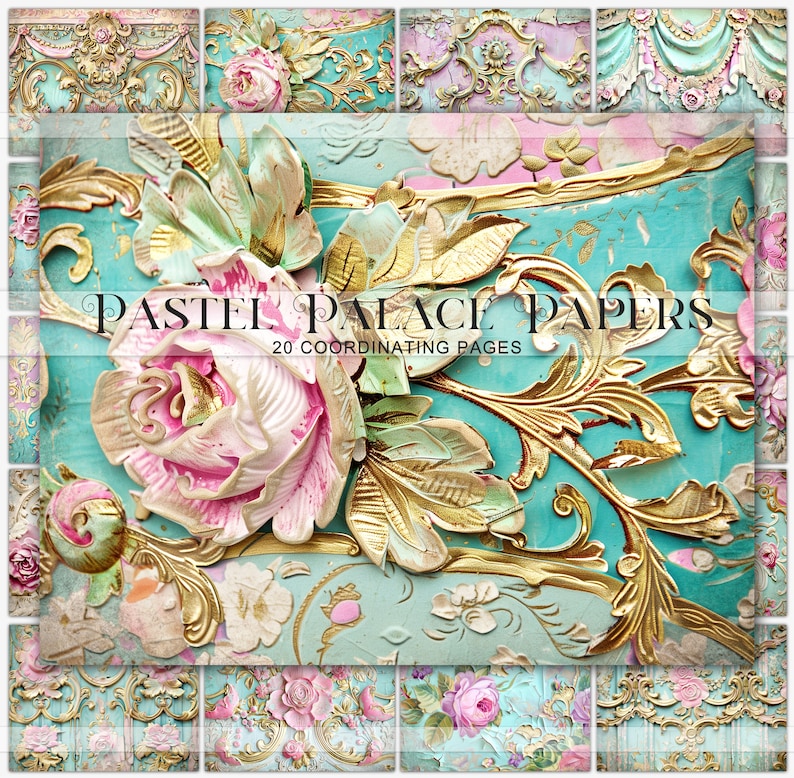 Pastel Palace Printable Paper, Junk Journal Pages, Digital Download ...