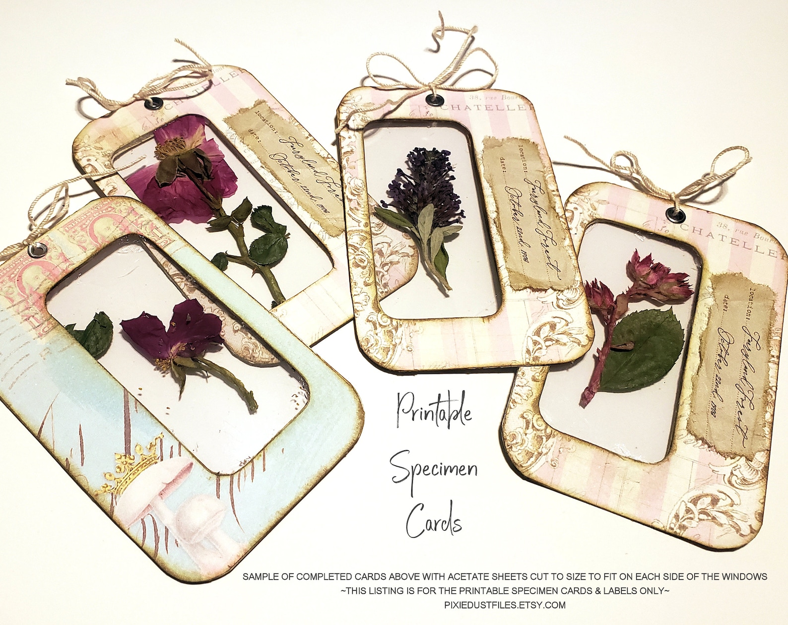 Flower Specimen Cards, Journal Cards, Junk Journal Printable Tags ...