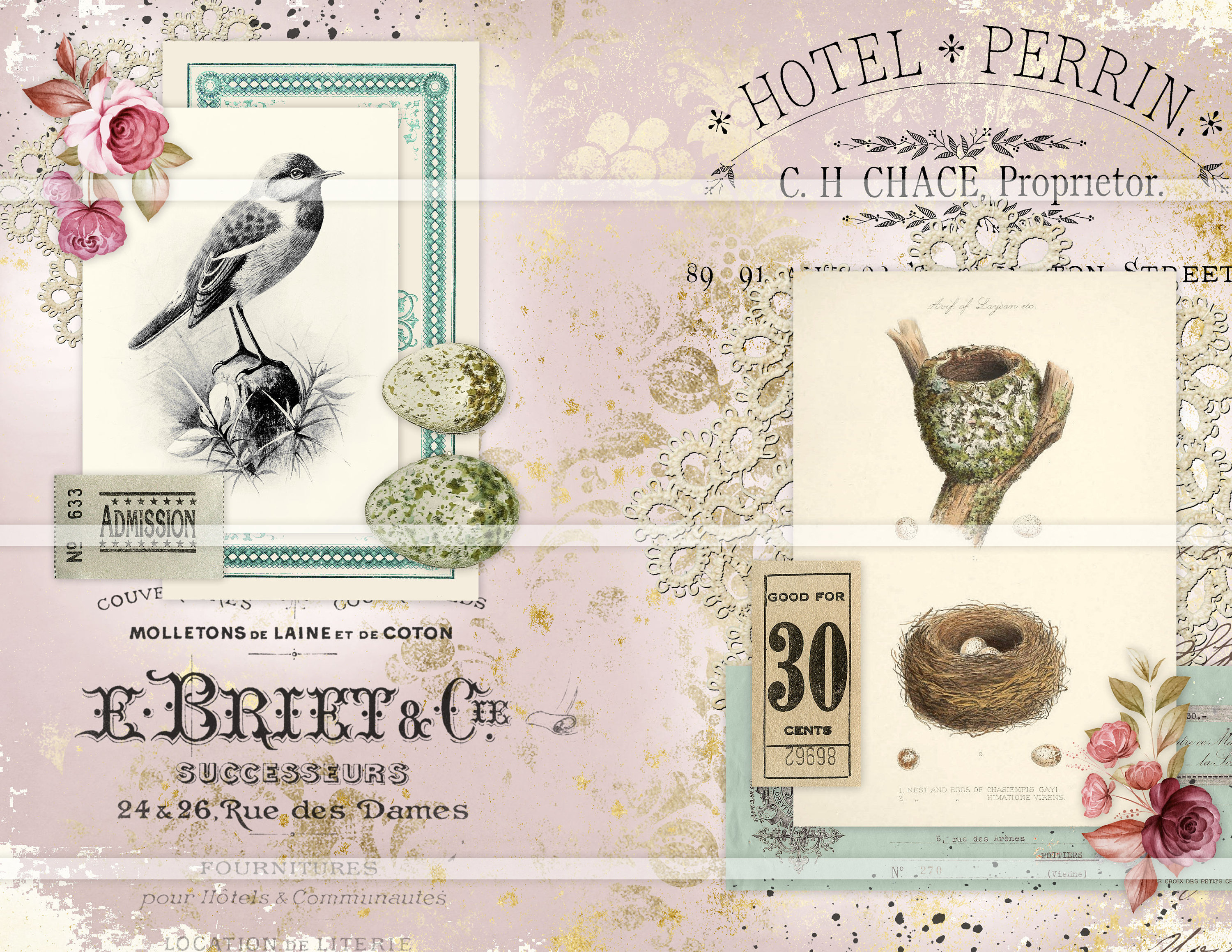 Vintage Birds Junk Journal Pages Printable Papers Journal - Etsy