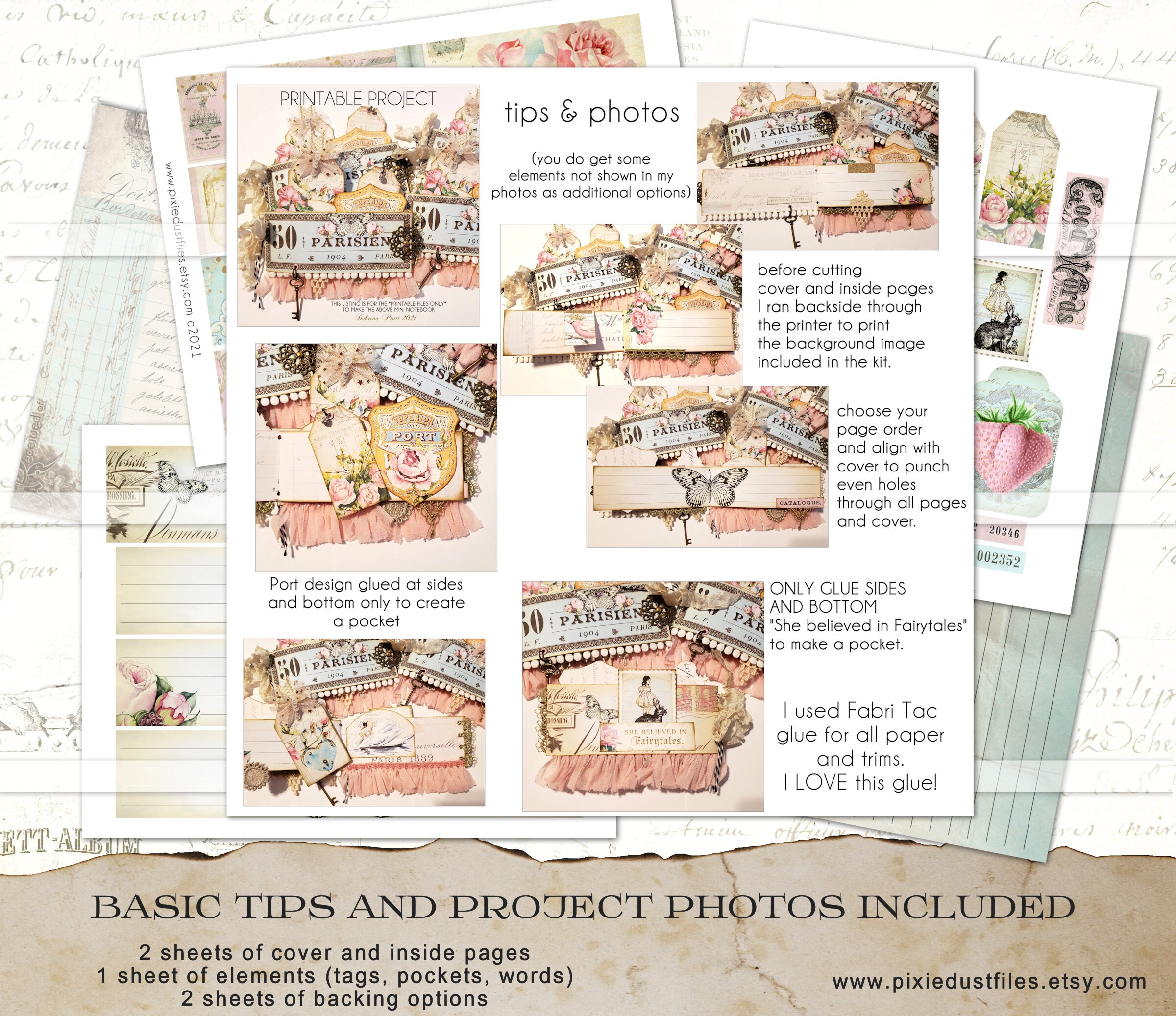 Printable Junk Journal Mini Notebook Digital Papers Scrapbooking ...