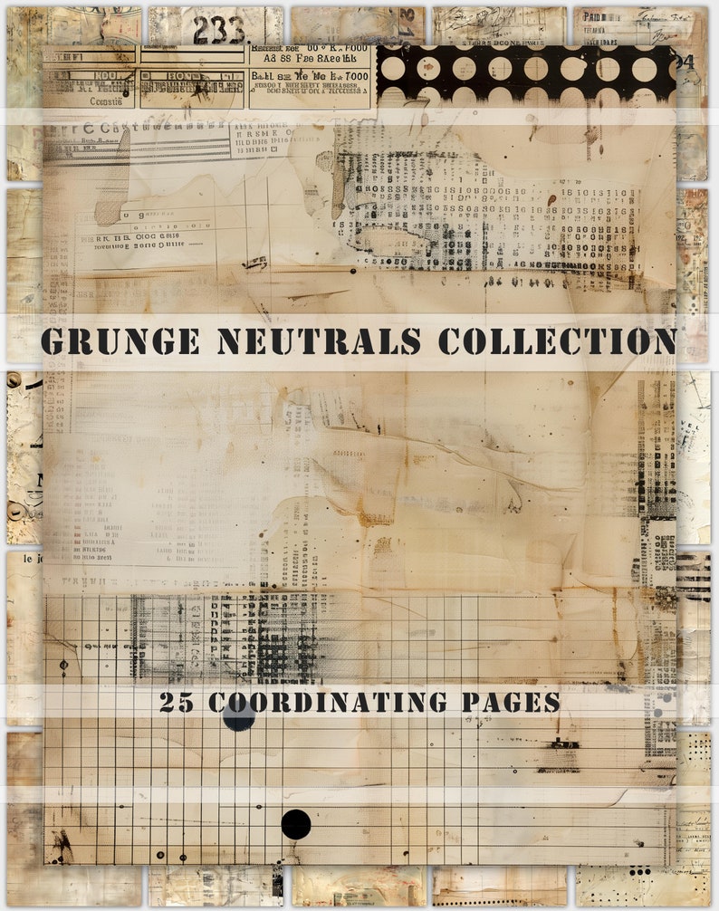 Printable Grunge Junk Journal Printable Papers, Neutrals, Journal Pages ...