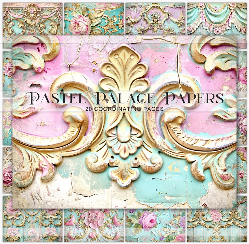 Pastel Palace Printable Paper, Junk Journal Pages, Digital Download ...