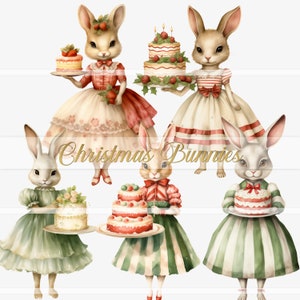 Printable Christmas Bunny Rabbits, Paper Dolls, Junk Journal Ephemera ...