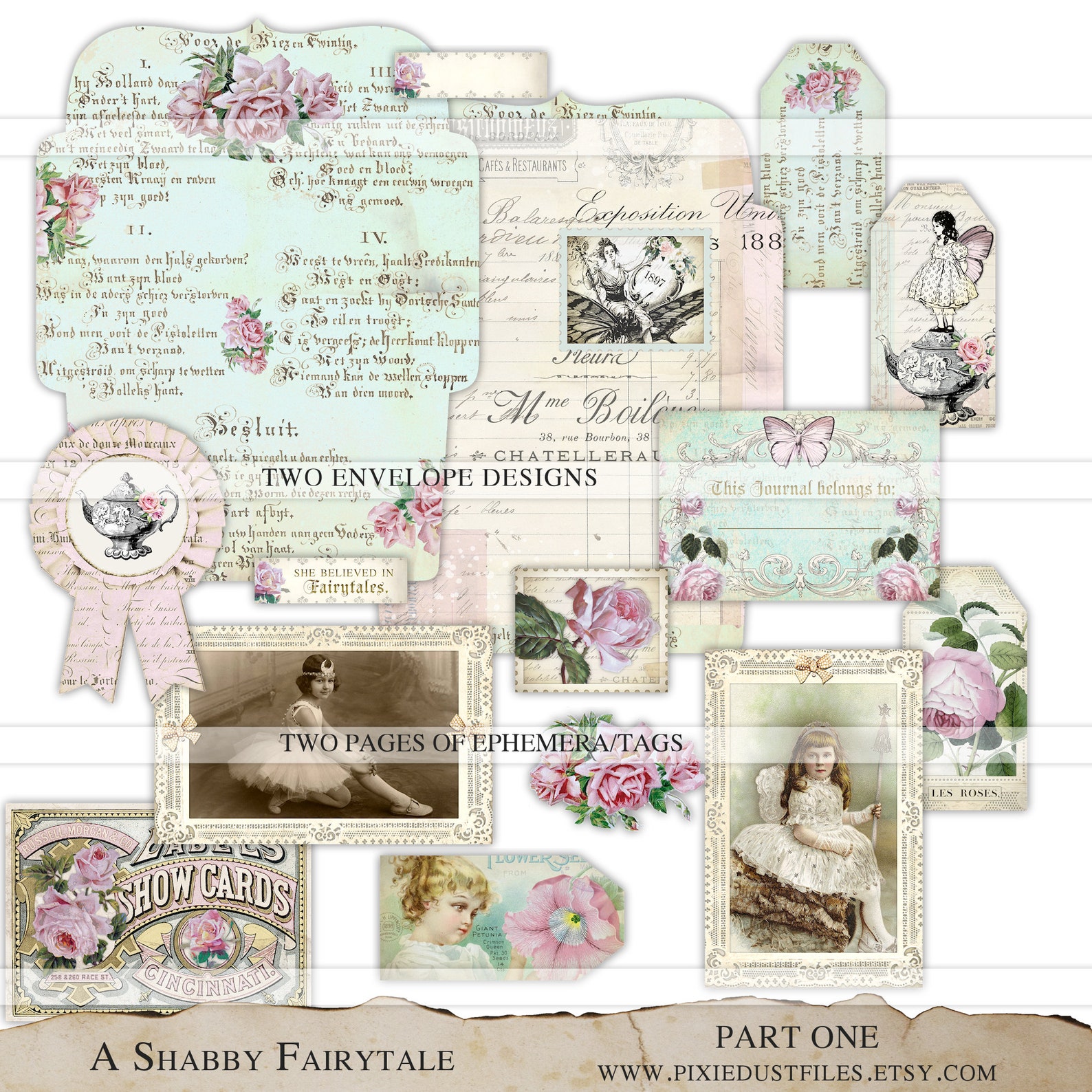 Shabby Junk Journal Kit Printable Pink Vintage Images Ephemera - Etsy