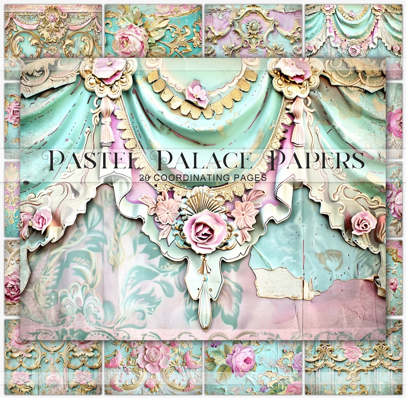 Pastel Palace Printable Paper, Junk Journal Pages, Digital Download ...