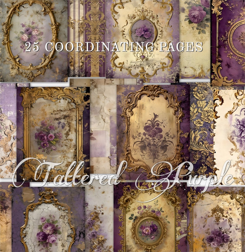 Tattered Purple Junk Journal Kit, Printable Ephemera (digital Download ...