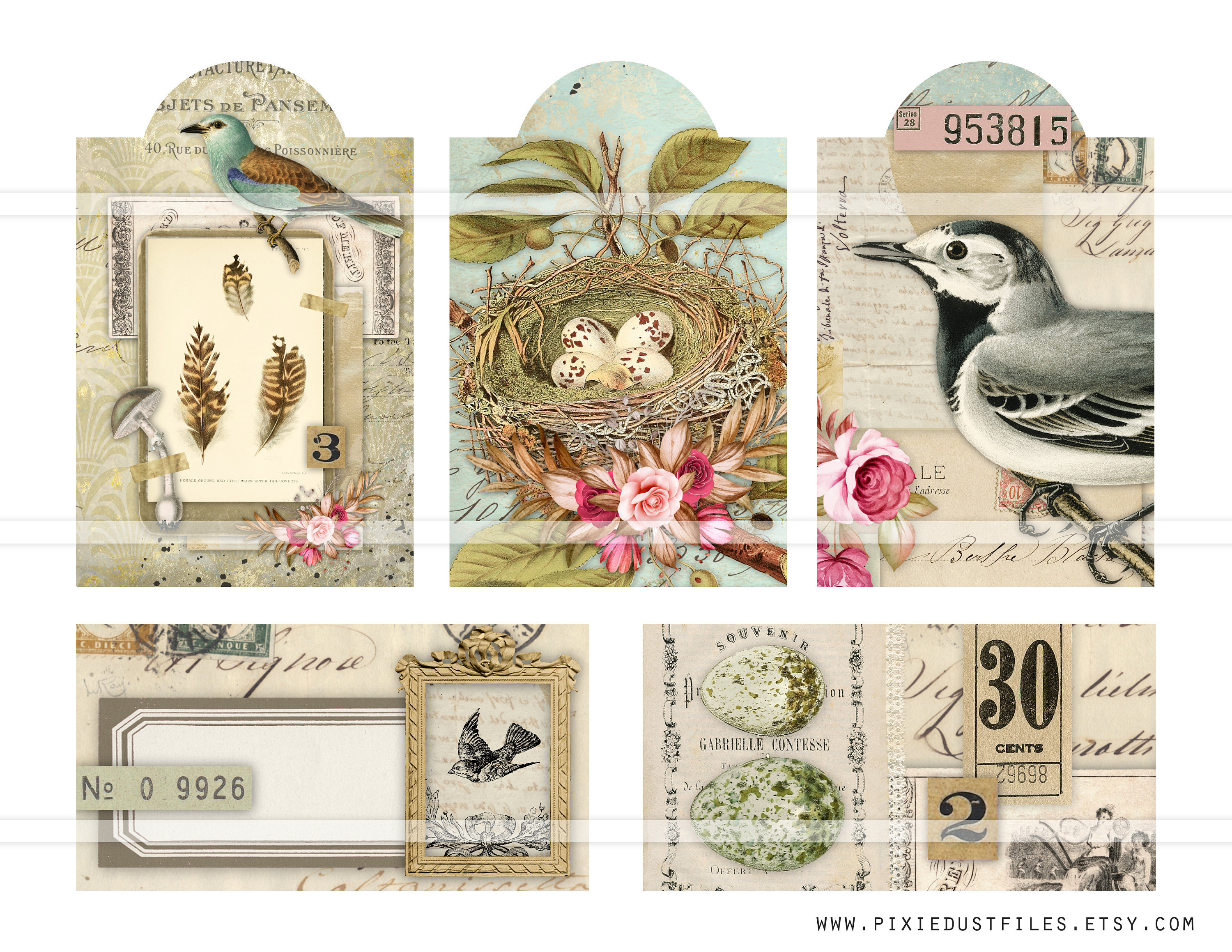 Bird Junk Journal Printable Kit Vintage Bird Nest Images - Etsy