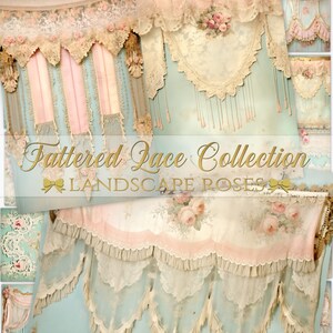 Roses Tattered Lace Printable Paper, Landscape Foldable Junk Journal ...