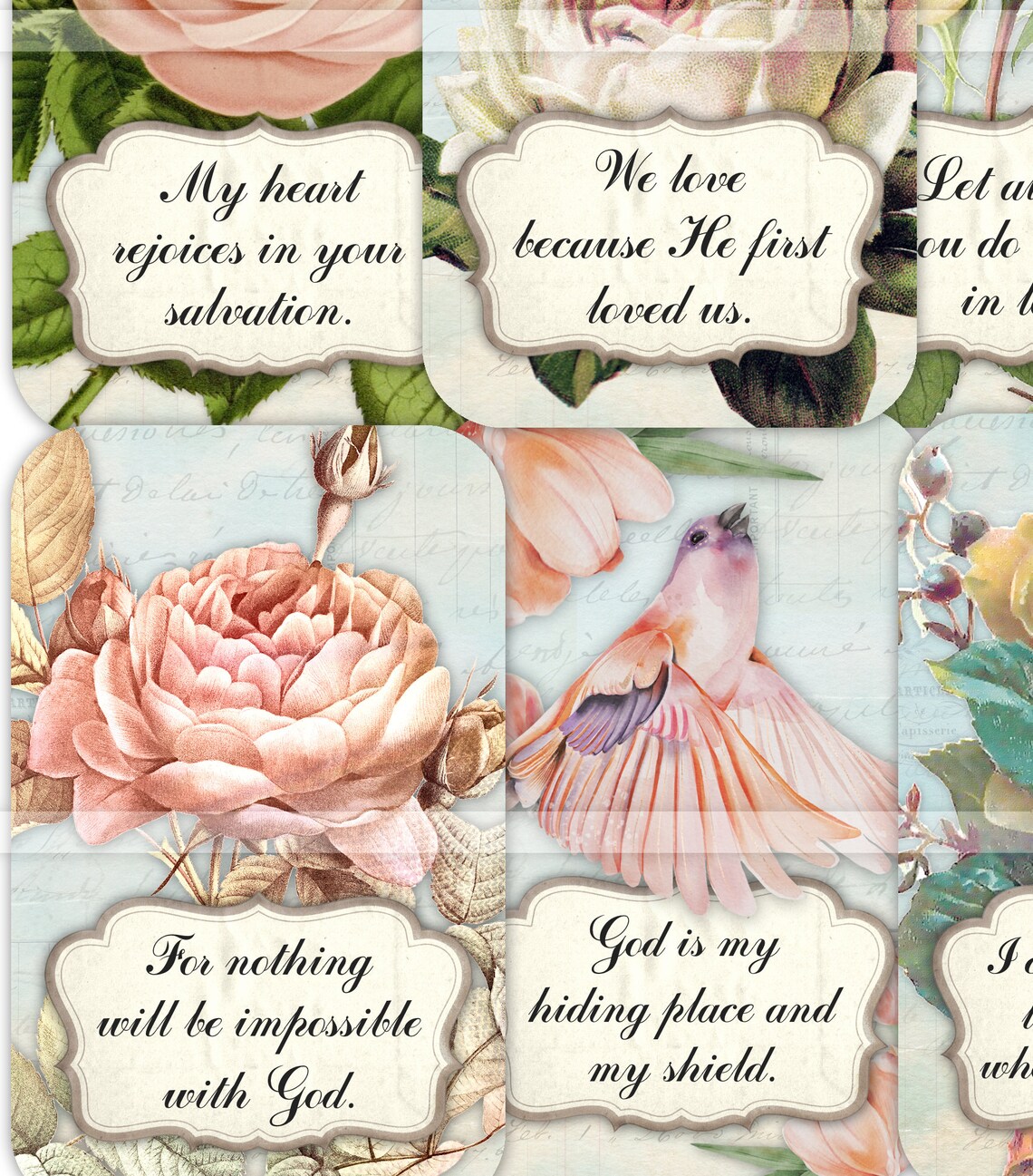 Christian Bible Versus, Printable Bible Journal Cards, Quotes, Vintage ...