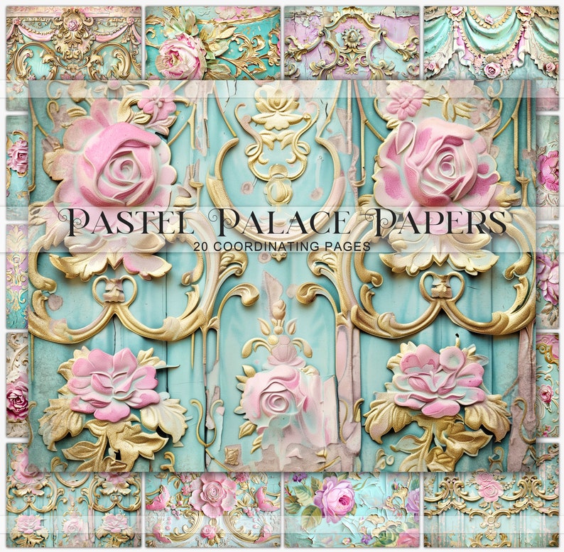 Pastel Palace Printable Paper, Junk Journal Pages, Digital Download ...