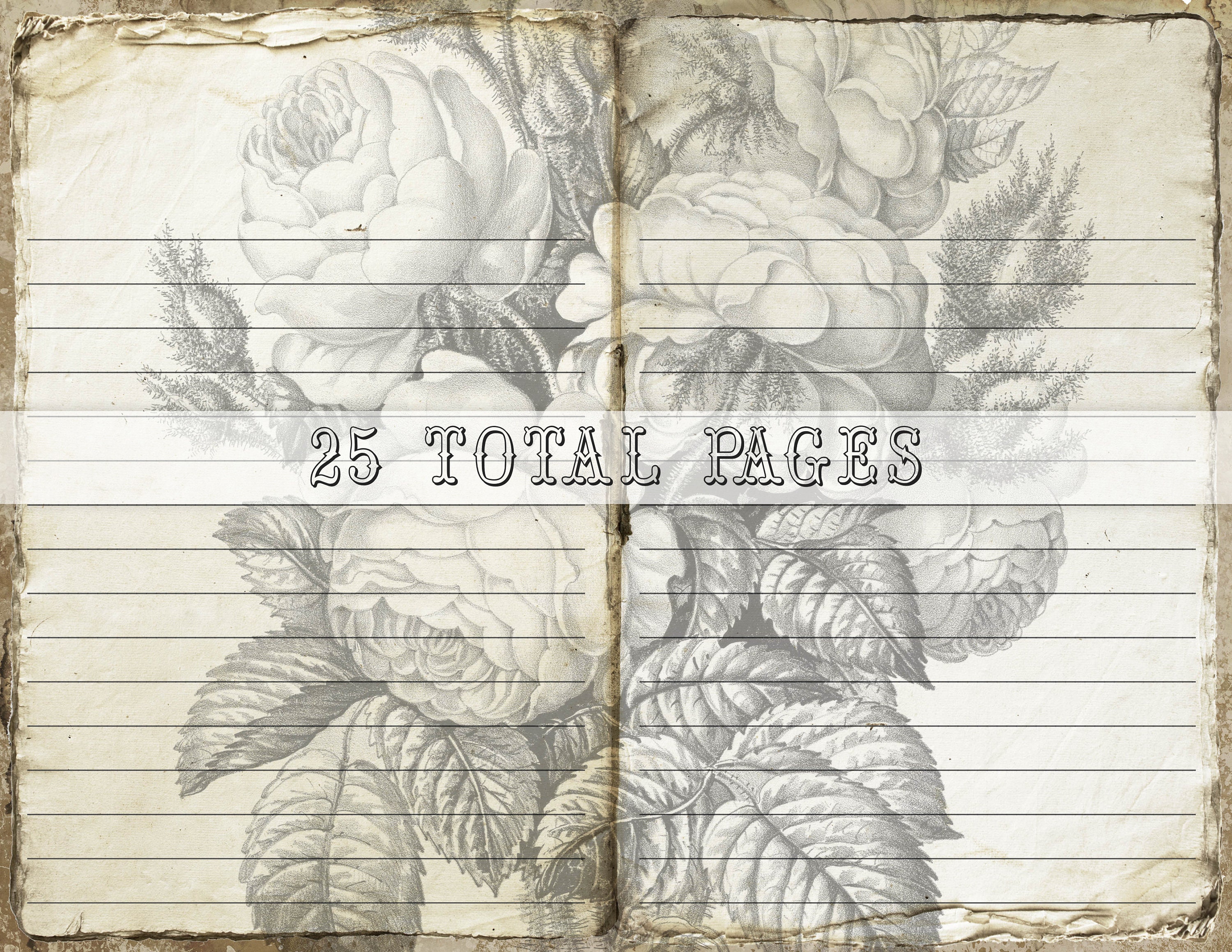 Printable Vintage Style Journal Pages, Neutral Lined & Blank (digital ...