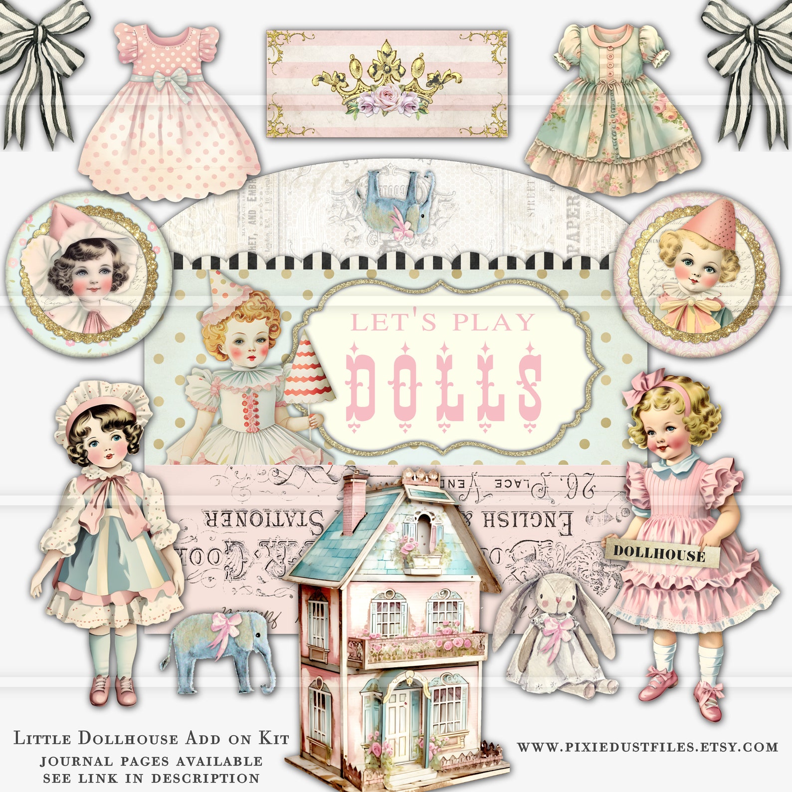 Paper Doll Junk Journal Kit, Tall and Slim Journal, Printable Kit ...