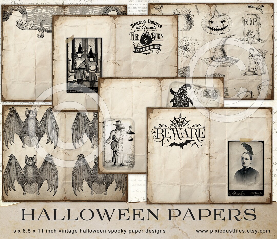 Halloween Junk Journal Kit, Printable Halloween Ephemera, Digital ...