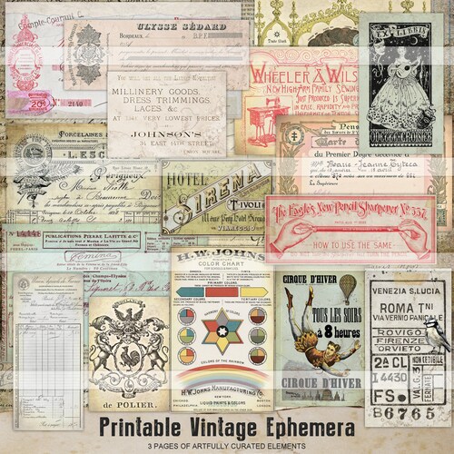 Printable Vintage Paper Ephemera Invoices Receipts for Junk - Etsy