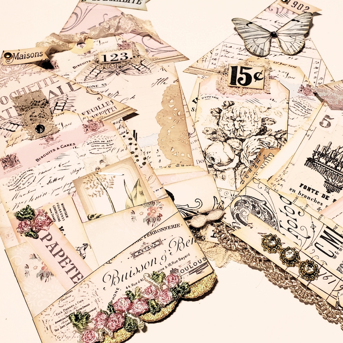 French Invoice Printable Houses Junk Journal Pockets Tags | Etsy