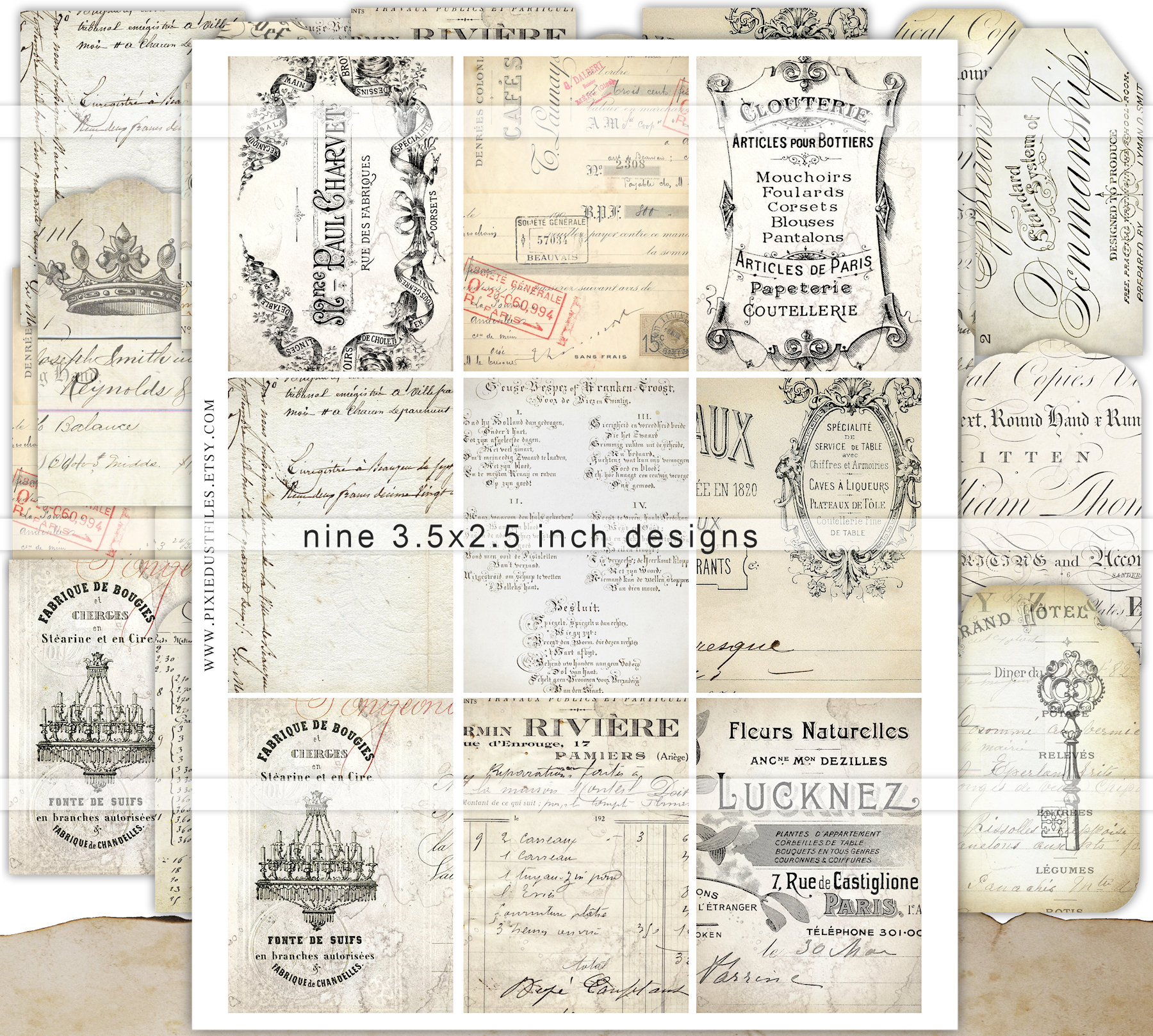 Printable Vintage Tags Vintage Ephemera Receipts Invoices | Etsy