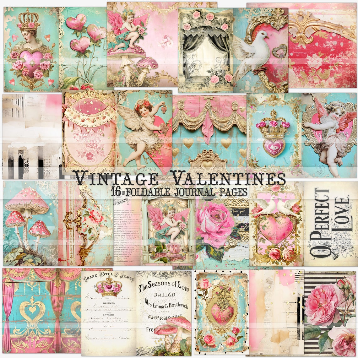 Vintage Valentine's Day Junk Journal Kits, Valetnines Junk Journal ...