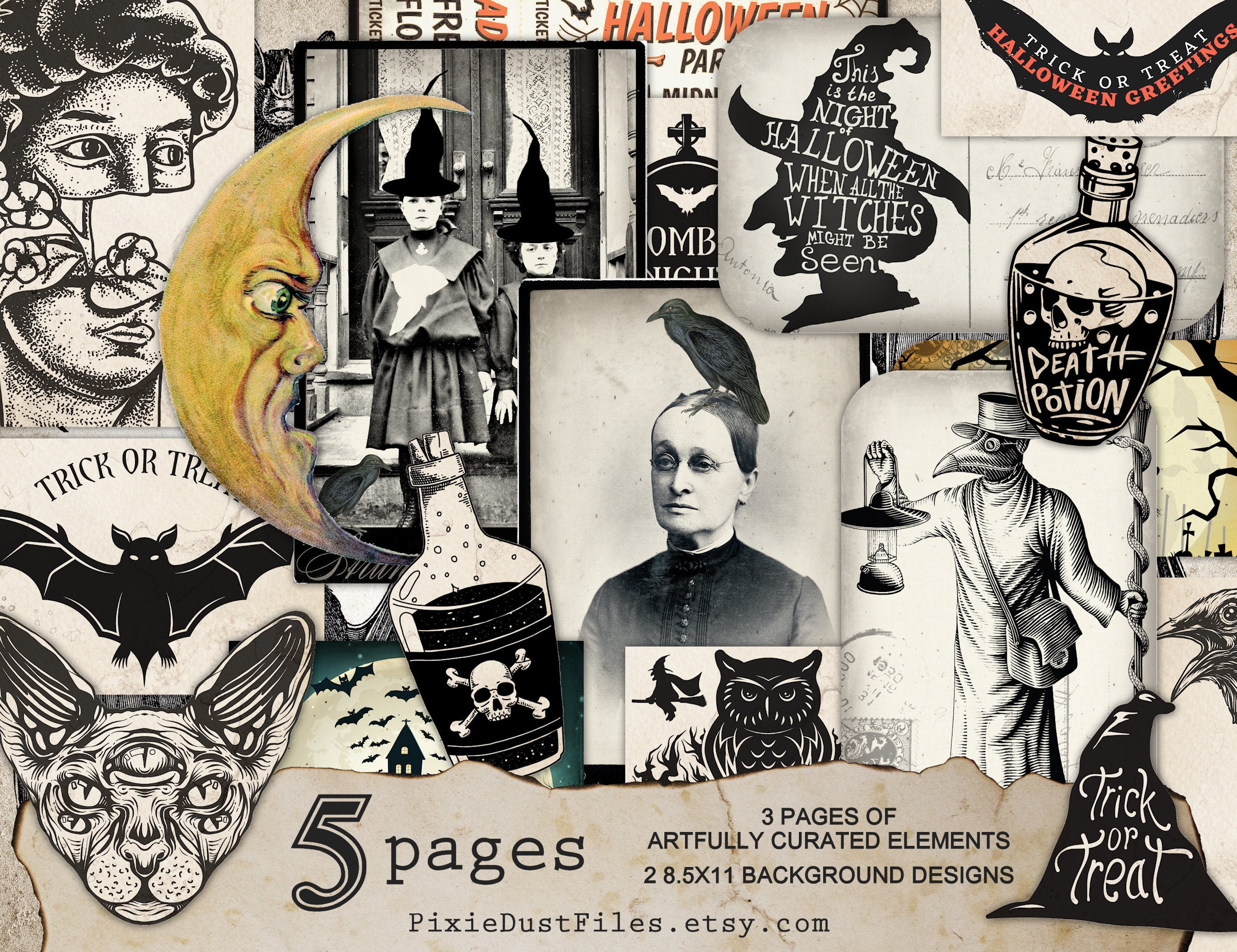 Halloween Junk Journal Kit Printable Halloween Ephemera - Etsy