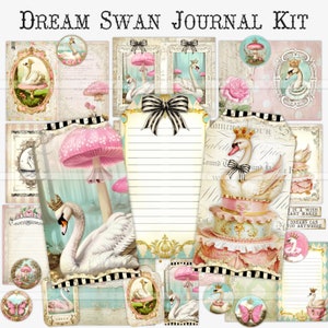 Dream Swan Junk Journal Kit, Printable Swan Papers, Digital Download ...