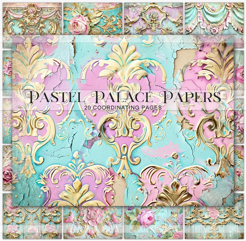 Pastel Palace Printable Paper, Junk Journal Pages, Digital Download ...