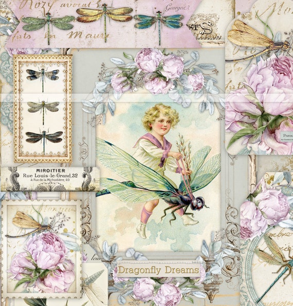 Dragonfly Dreams Junk Journal Kit Printable Pages Journaling - Etsy