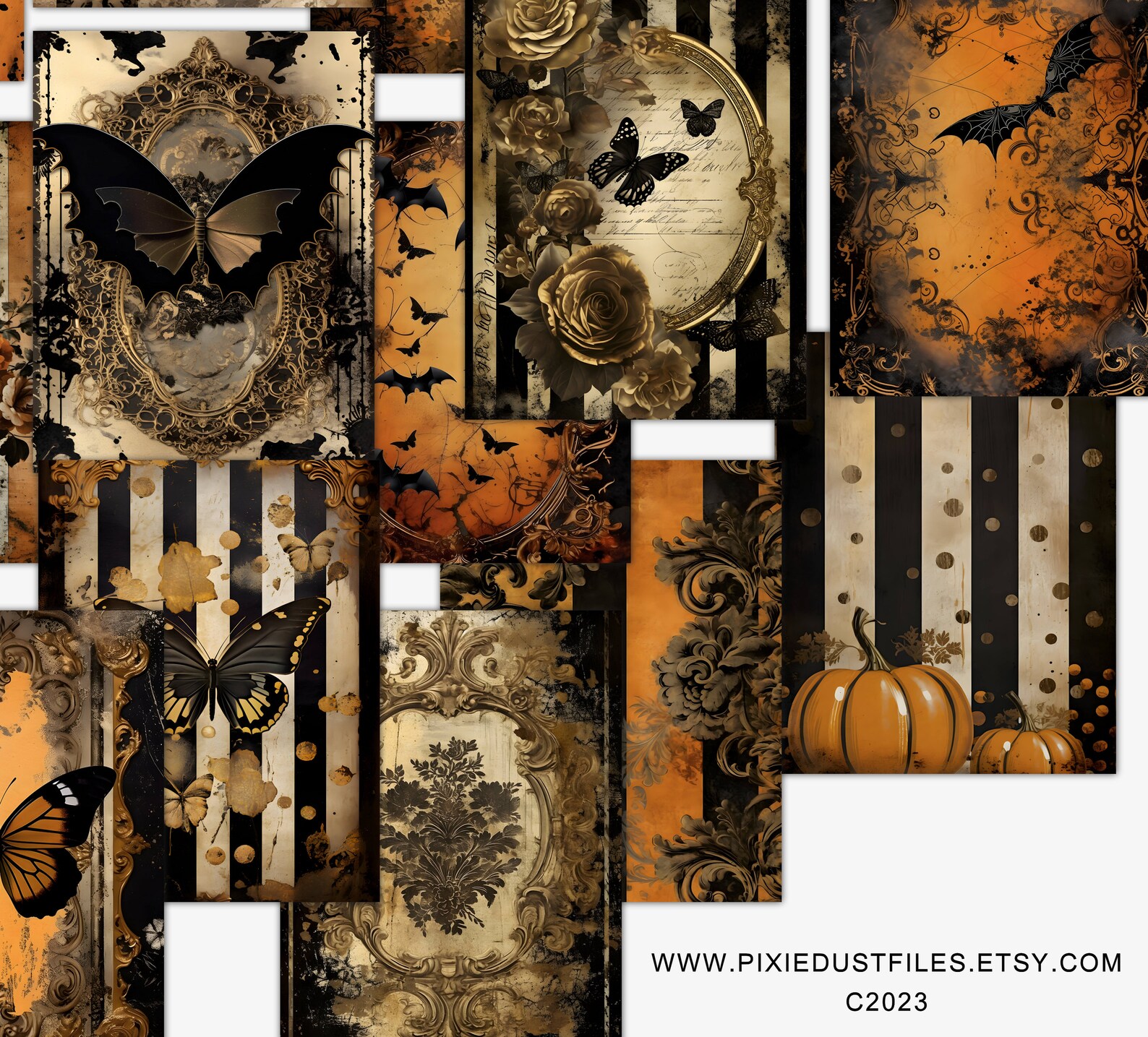 Spooky Season Printable Papers, Junk Journal Kit, Pages, Scrapbooking ...