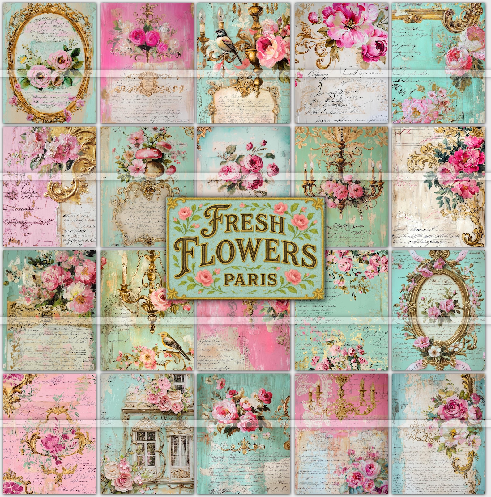 Fresh Flowers, Botanical Junk Journal Kit, Printable Pages, Floral ...