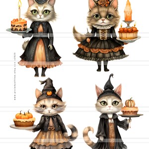 Halloween Cats and Cakes Printable Paper Dolls, Junk Journal Kit ...