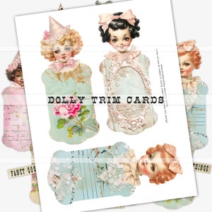 Dolly Trim Cards, Printable Ribbon Spool Card, Vintage Paper Doll, Junk ...