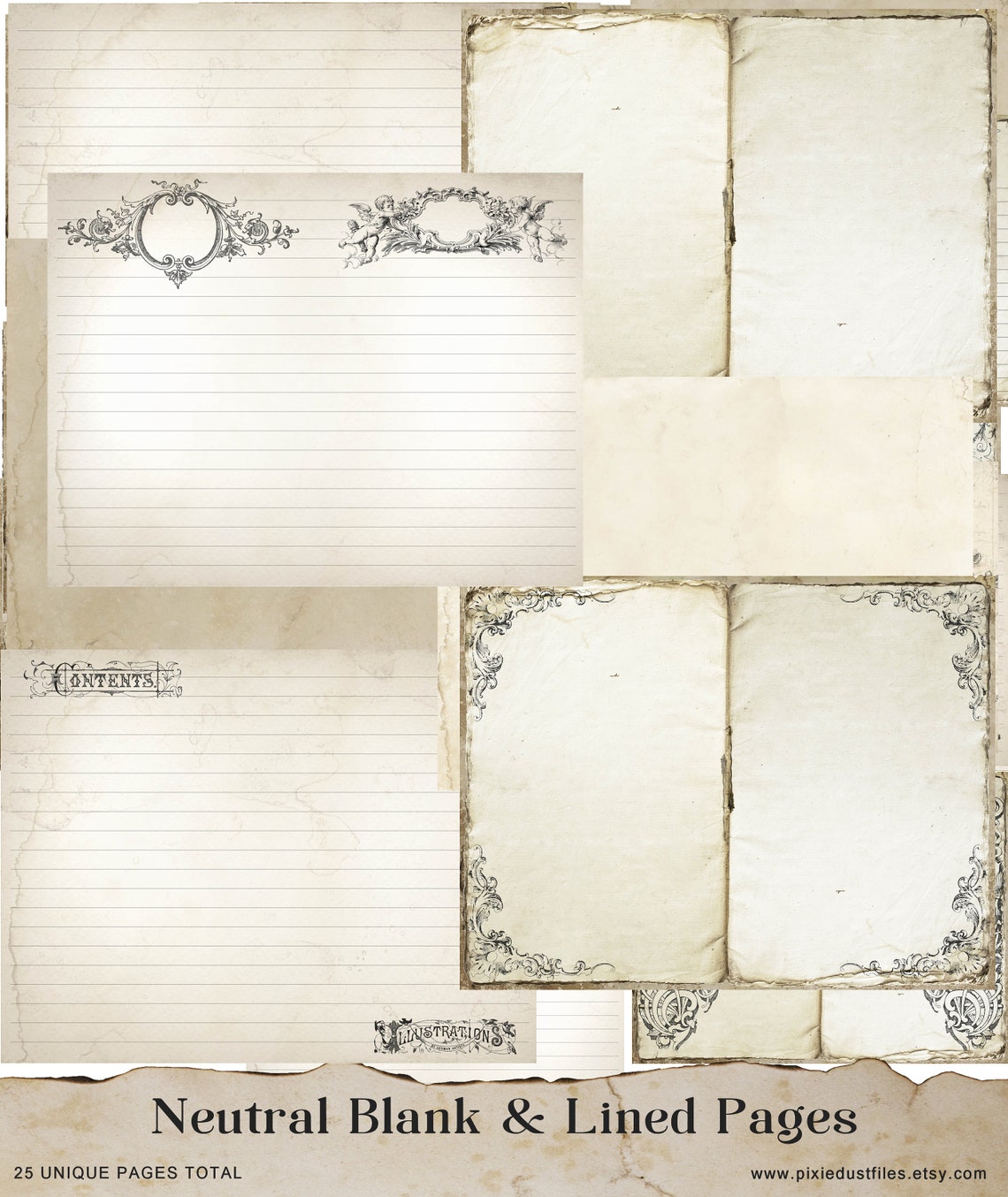 Printable Lined and Blank Journal Pages Lined Paper Bundle - Etsy